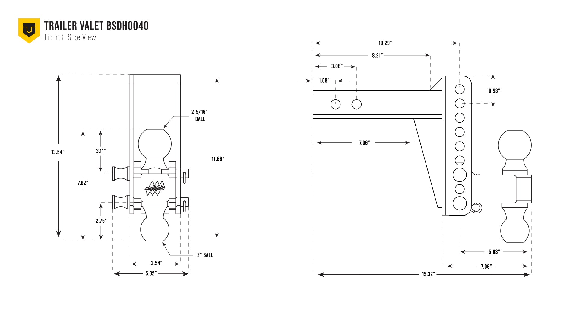 Trailer Valet Adjustable Drop Hitch