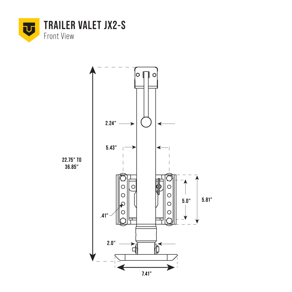 JX 2K Side | 2000 Pound Trailer Jack | RV Trailer Jack – Trailer Valet