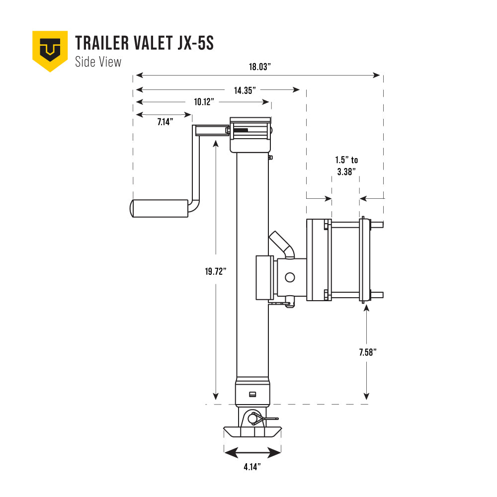 Certified Refurbished Trailer Valet JX 5K Side-Mount Drill Jack