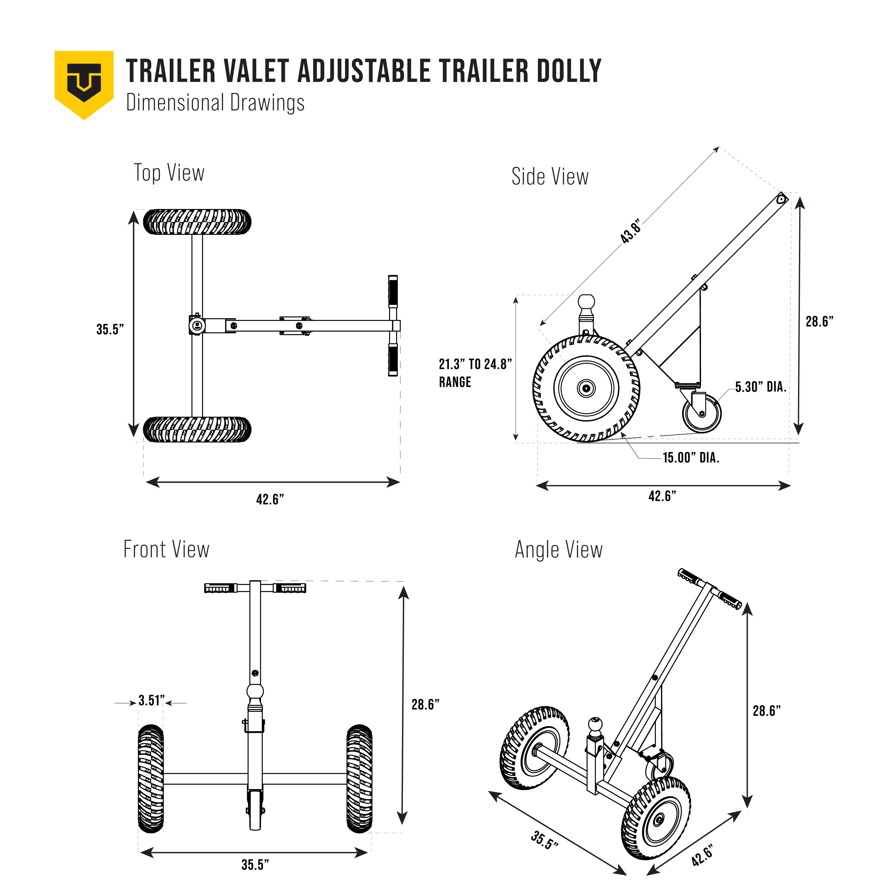 Trailer Valet Essentials Height Adjustable Trailer Dolly